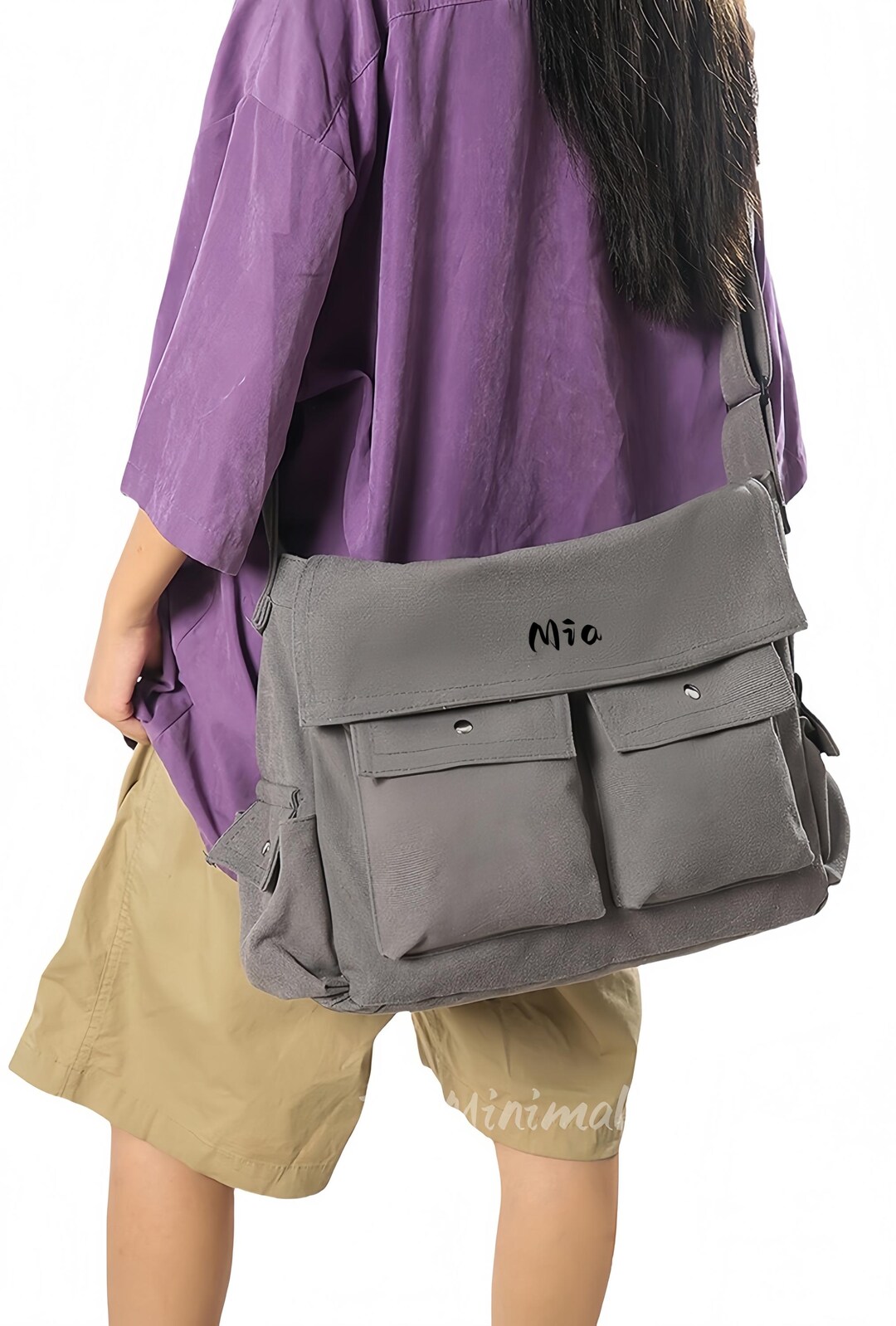 Utility Style Messenger Bag, Canvas Crossbody Unisex, Student Workwear ...