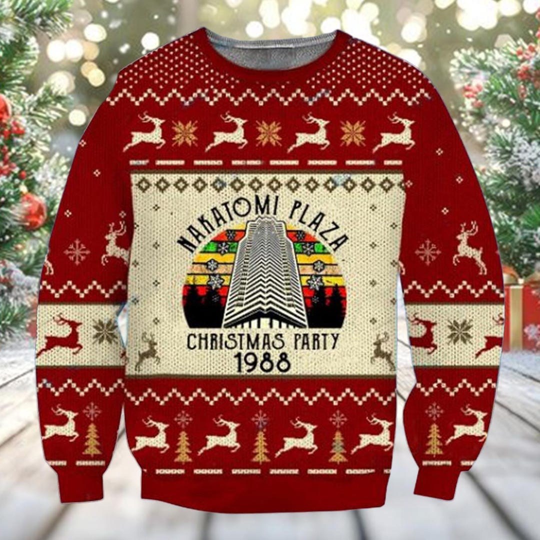 Retro Nakatomi Plaza Christmas Sweater, Funny 80s Holiday Jumper With ...