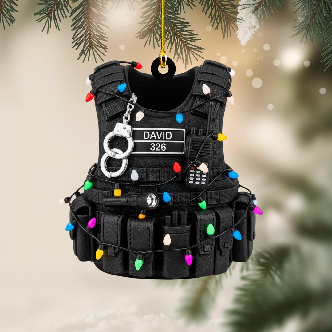Police Tactical Vest Christmas Ornament, Personalized Officer Name ...