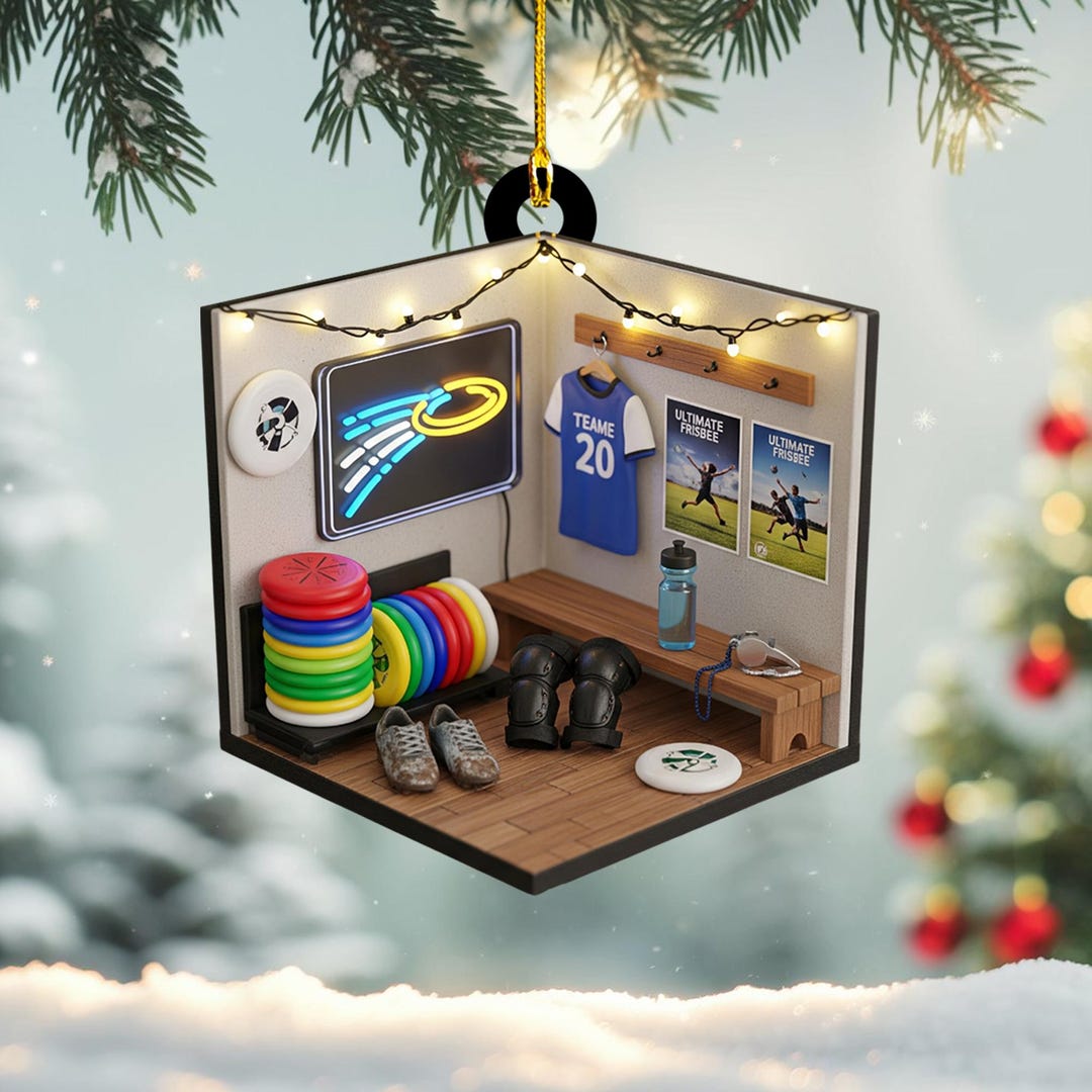 Ultimate Frisbee Christmas Ornament, Mini Sports Locker Room Design ...