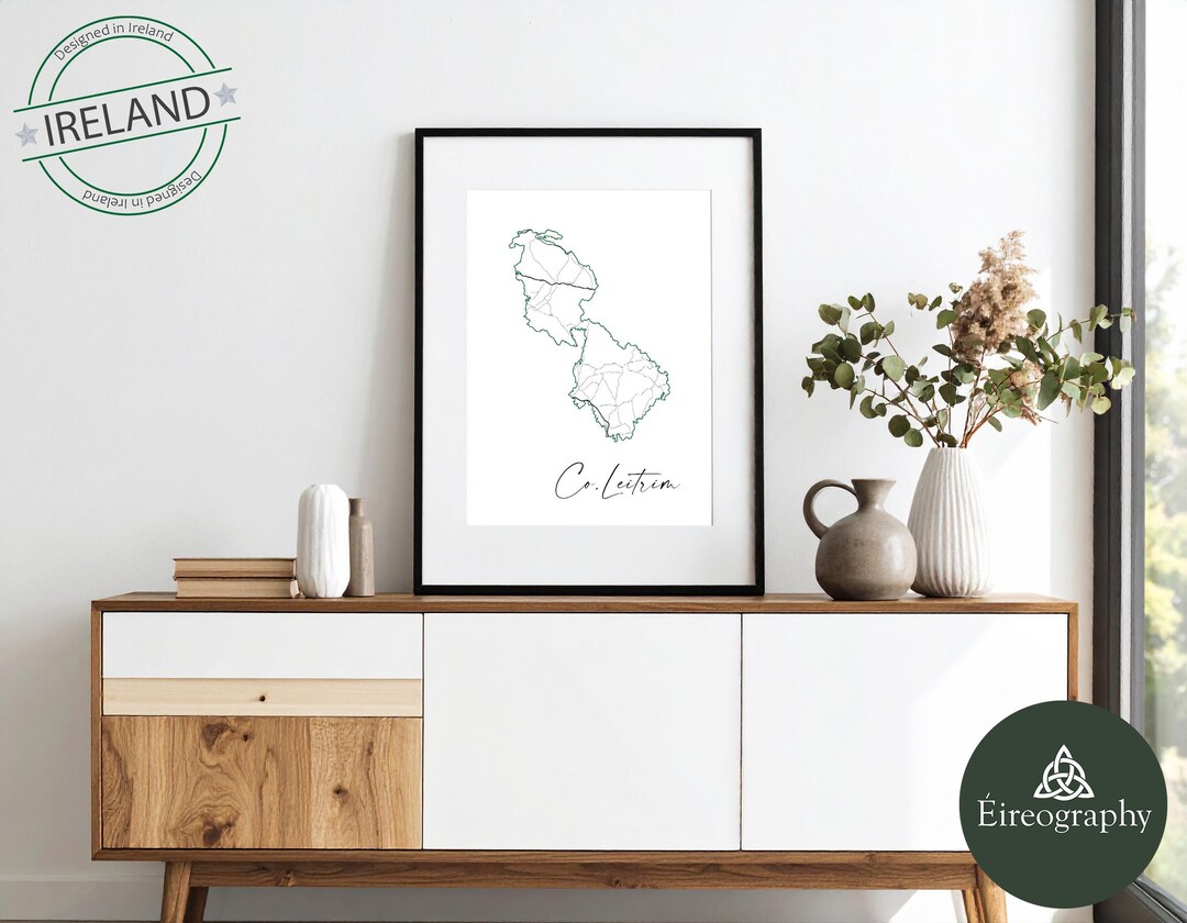 Leitrim Map Print: County Map. Minimalist Irish Home Decor. Digital ...