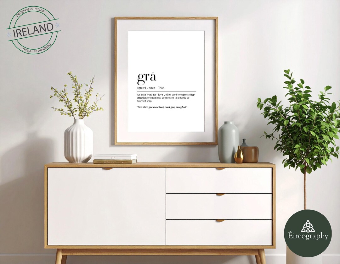 Grá Definition Print: Irish Love Saying, Minimalist Wall Art, Instant ...