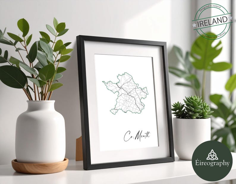Meath Map Print: County Map. Minimalist Ireland Wall Art, Instant ...