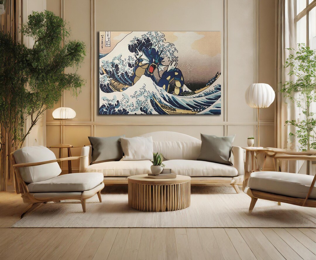 The Great Wave off Kanagawa Pokémon Canvas – Funny Gyarados Wall Art on ...