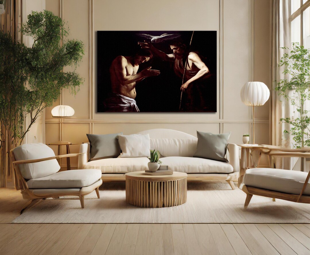 Battistello Caracciolo Baptism Canvas Art, Dark Baroque Tenebrism Print ...