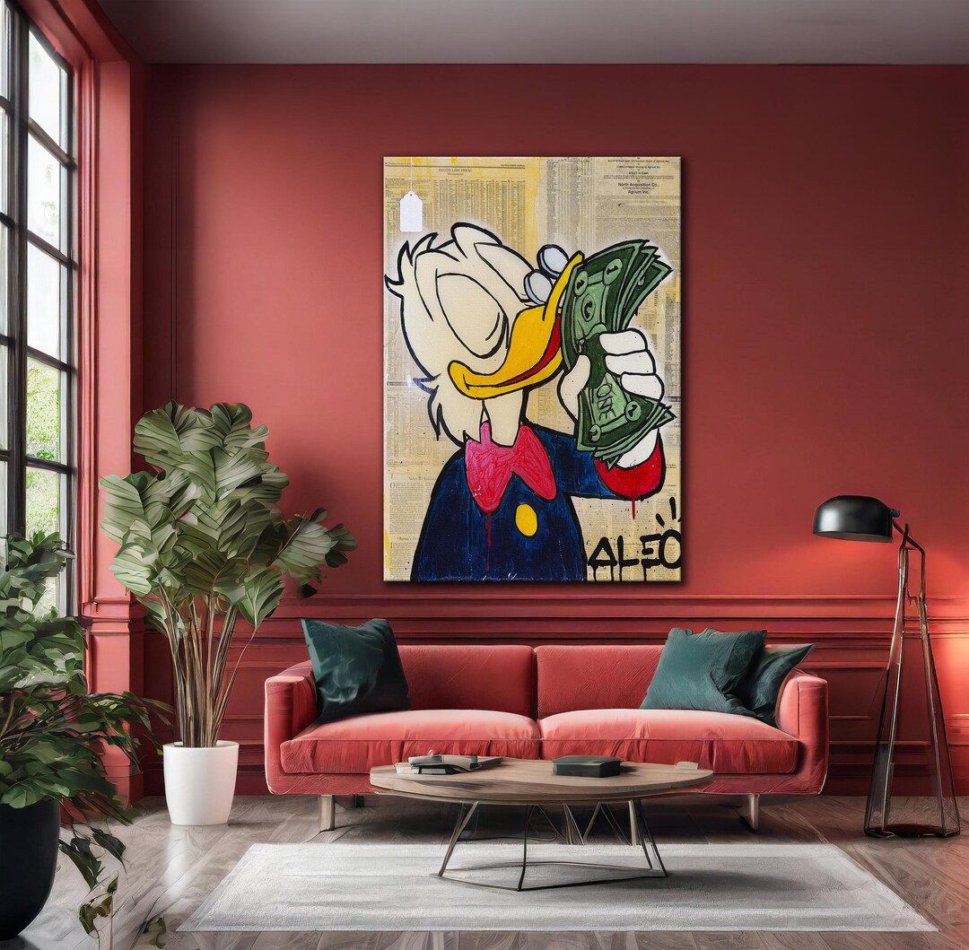 Scrooge Mcduck Dollars Pop Art, Mcduck Canvas Posters, Unique Wall Art ...