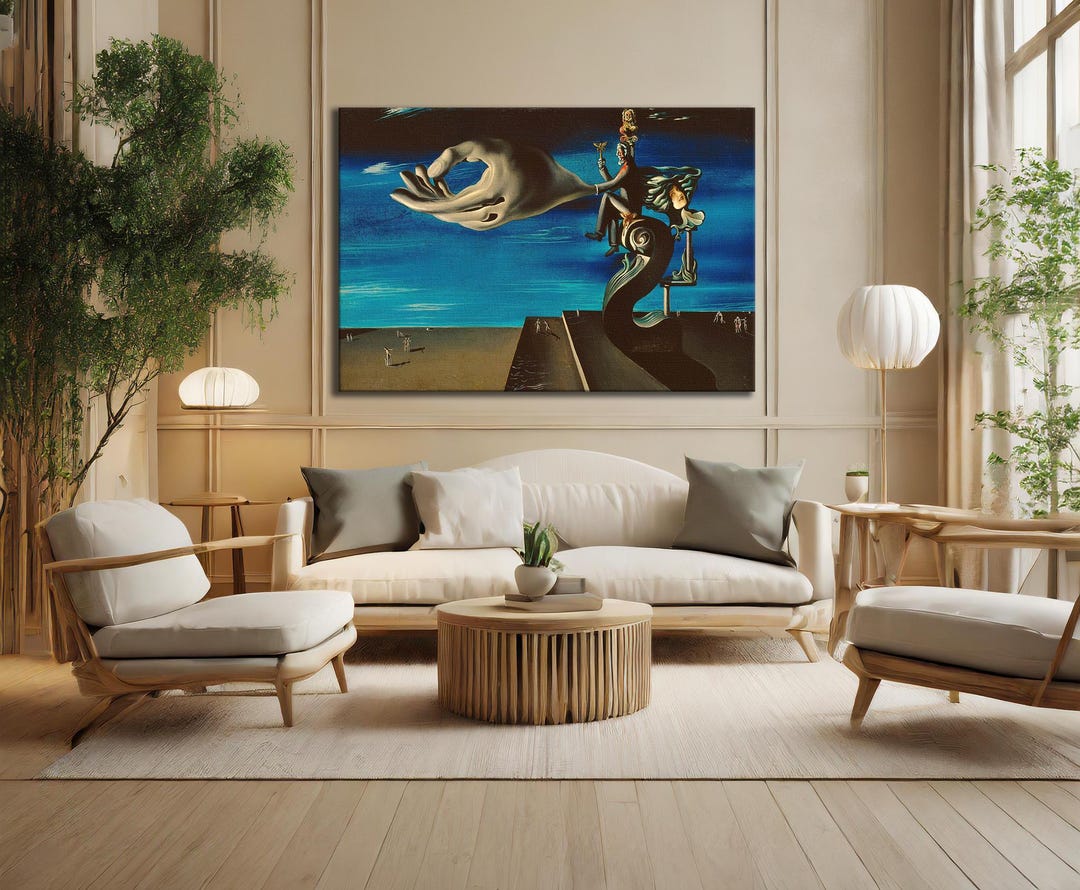 Surrealist Dali-inspired Large Hands Man Canvas Wall Art, Abstract ...