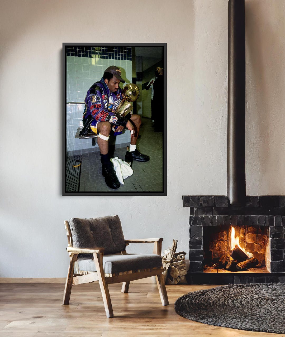 Kobe Bryant Iconic Locker Room Photo, Premium Canvas Wall Art, Framed ...