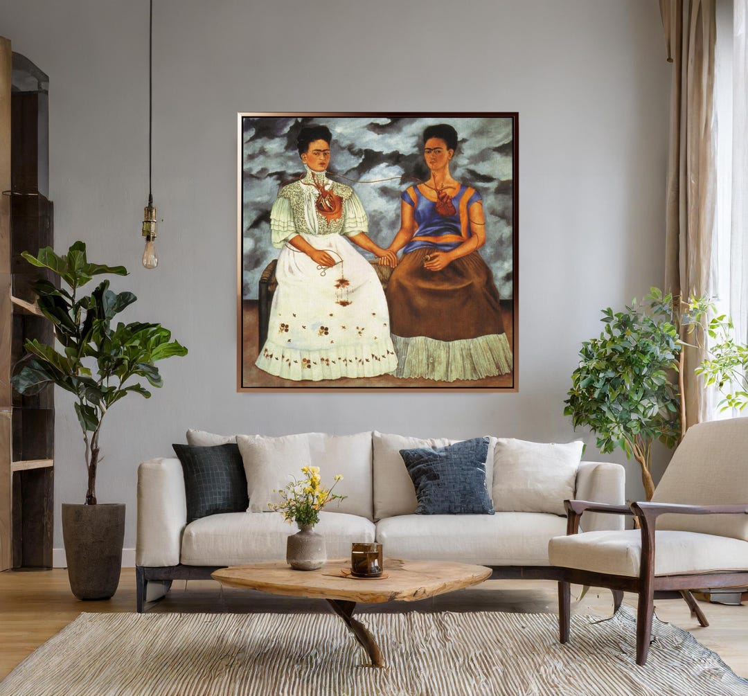 Frida Kahlo the Two Frida Canvas Wall Art, Surreal Las Dos Fridas ...