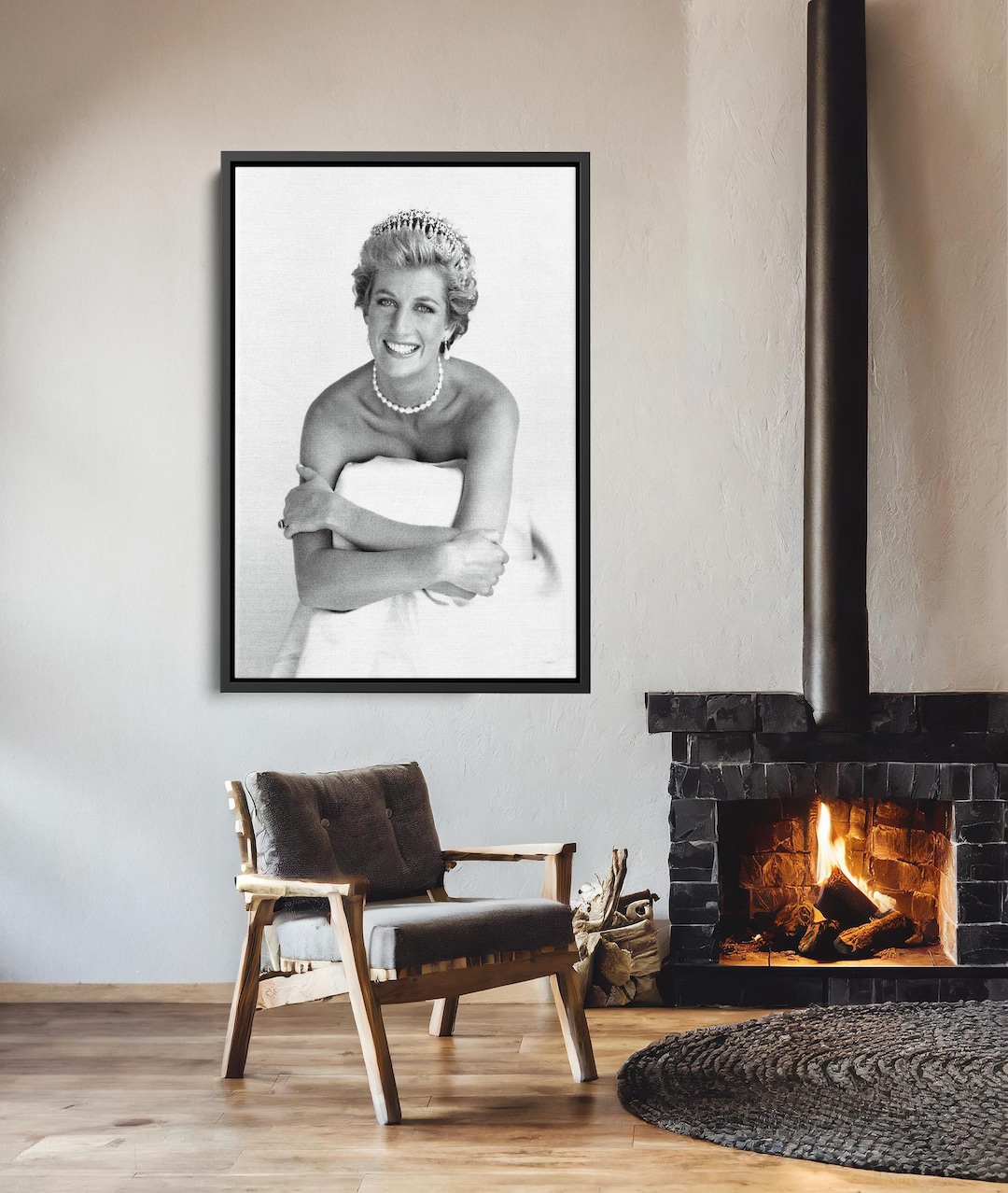 Princess Diana Print, Black and White Canvas Wall Art, Vintage Poster ...