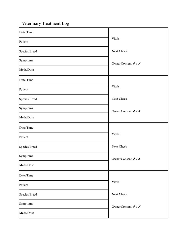 Veterinary Treatment Log Book - Etsy