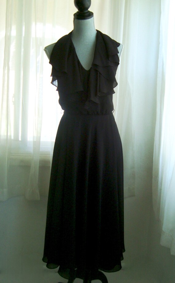 1980s Black Halter Cocktail Dress With Matching Jack… Gem