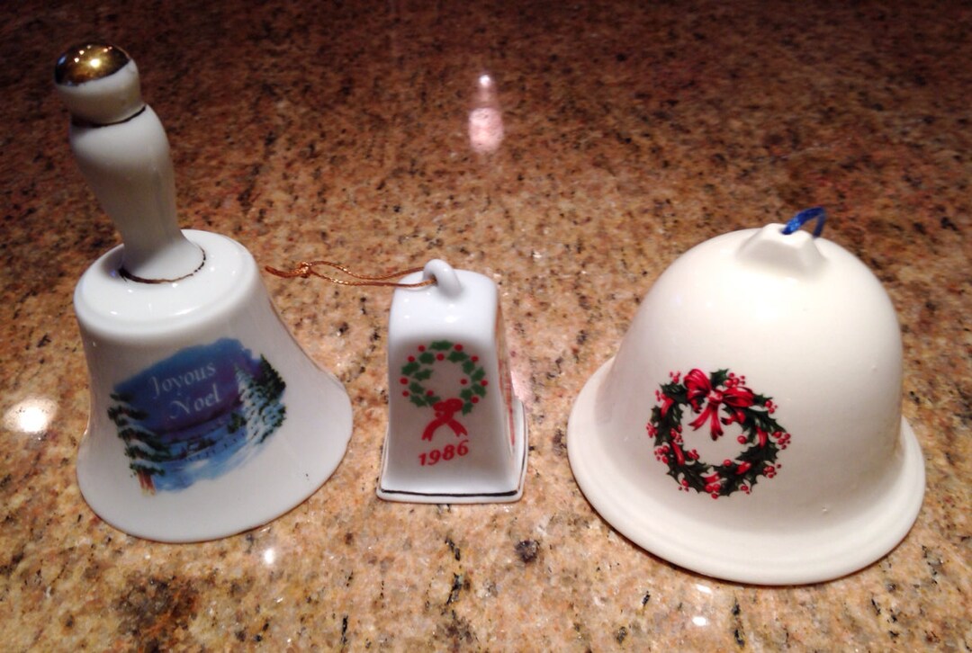 Christmas Bell Collection. Ceramic Xmas Bells. Bell Ornaments. - Etsy