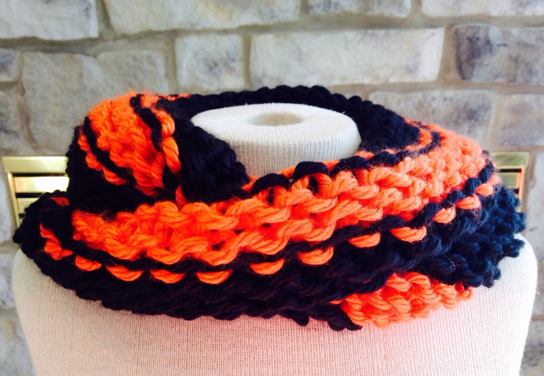Black and Orange Infinity Scarf Lightweight Circle Scarf - Etsy