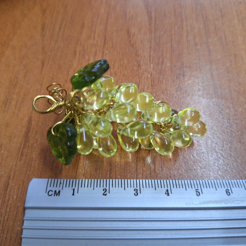 Handmade Uranium Glass Small Bunch of Grape Decor Vaseline Czech Glass ...