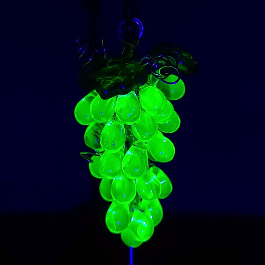 Uranium Glass Small Bunch of Grape Handmade Decor Vaseline Czech Glass ...