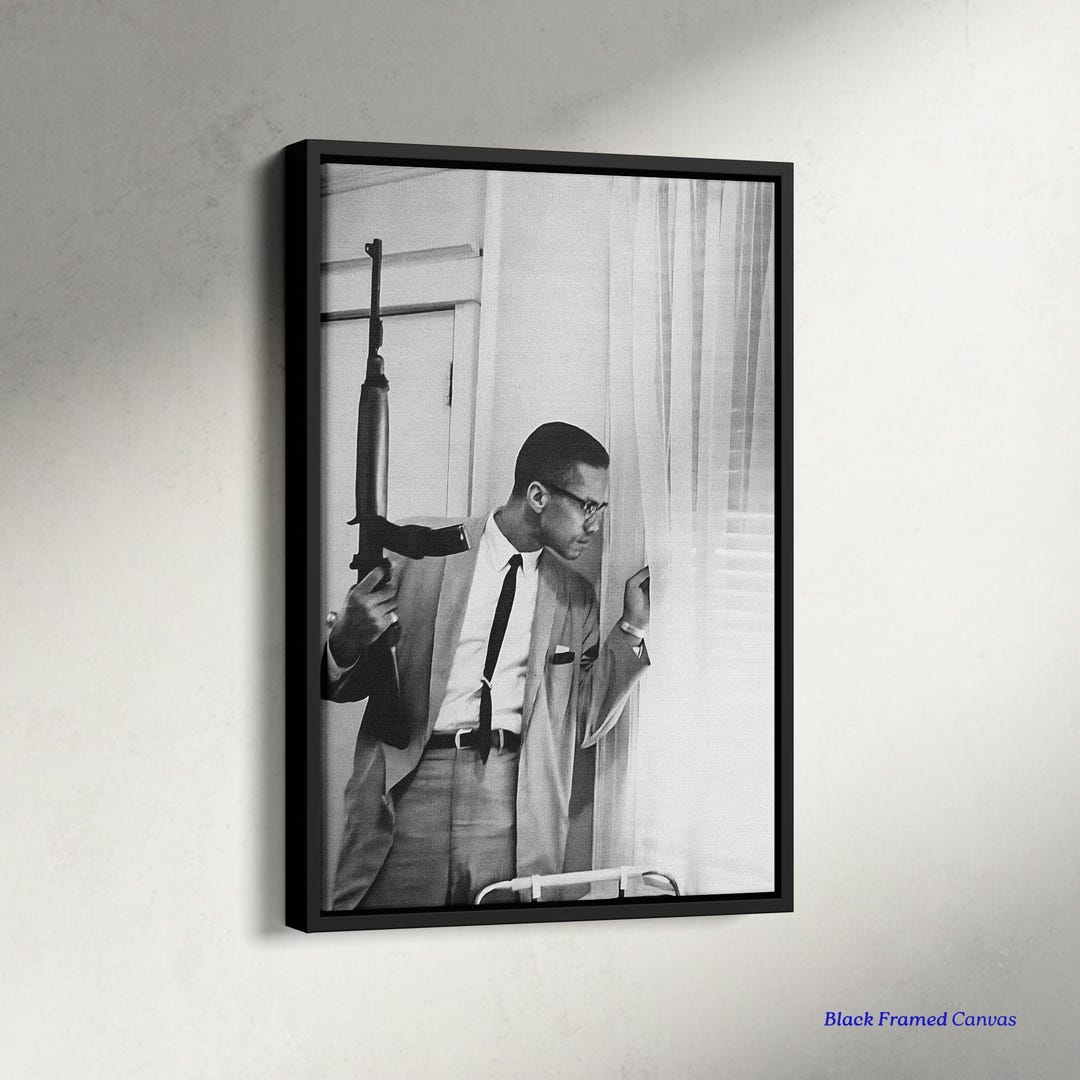 Malcolm X With a Rifle Wall Art, Black Activist Poster, Photography ...