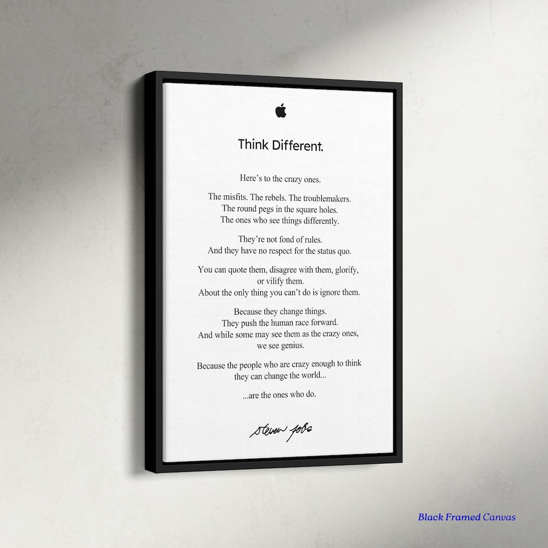 Steve Jobs Quote Print, Apple Think Different Canvas, Motivation Wall ...