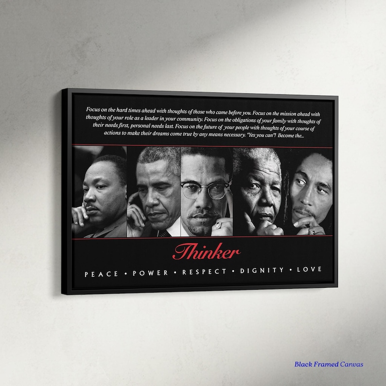 Thinker Poster, Thinkers Art Print, Martin, Obama, Malcolm X, Mandela ...