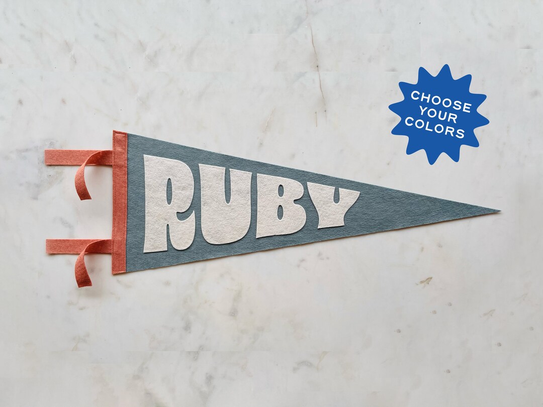 Custom Name Wool Felt Pennant Flag - Vintage Style - Etsy