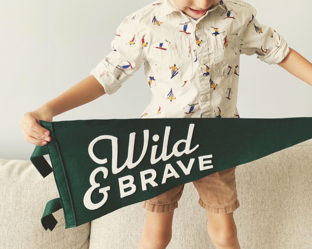 WILD & BRAVE PENNANT - Vintage Style Wool Felt Pennants and Banners - Etsy