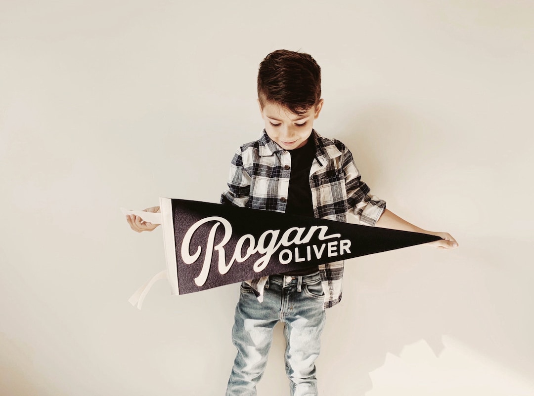 ROGAN PENNANT Custom Name Wool Felt Pennant Flag Vintage Style ...