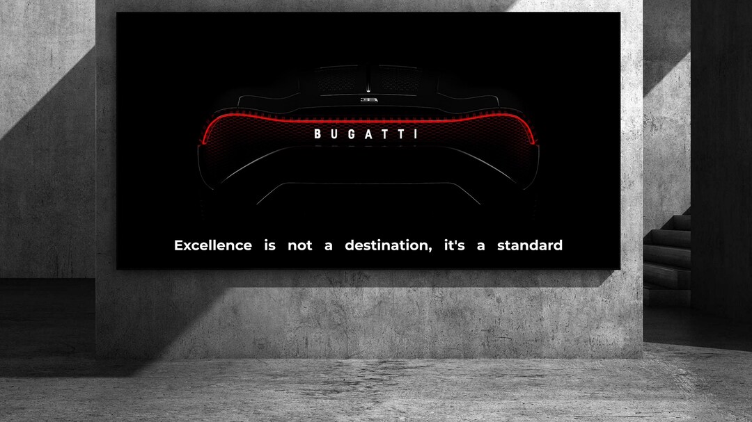 Bugatti Wall Art Print | Excellence Quote Poster | Luxury Car Decor ...