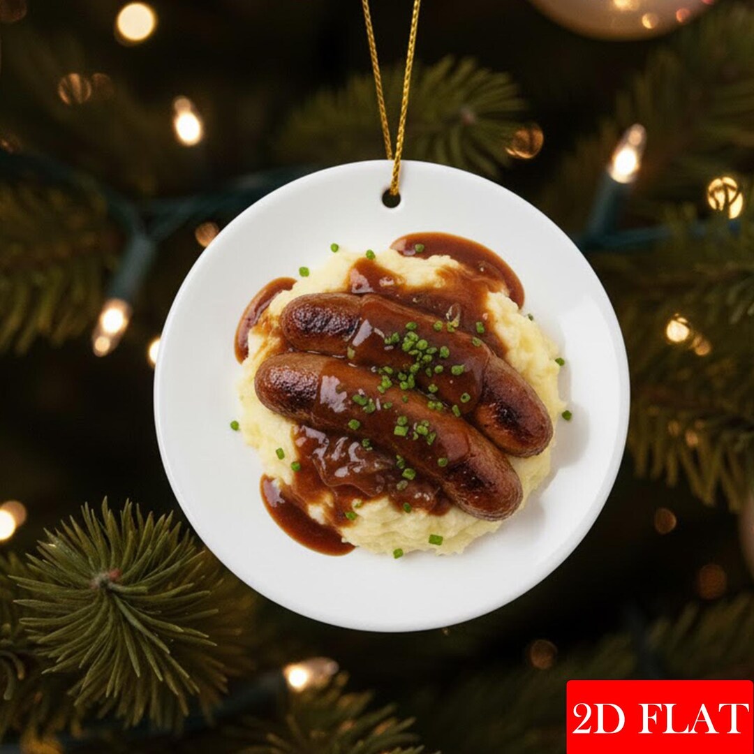Custom Bangers and Mash Christmas Ornament, Personalized Name 2D Flat ...