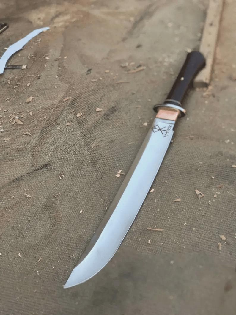 Handmade Wootz Steel Short Sword | Bushcraft Machete With Leather ...