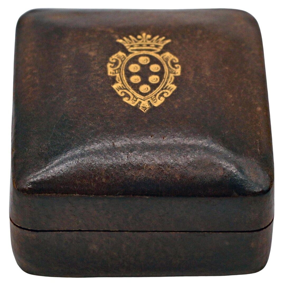 Vintage Florentine Leather Ring Box With Gilt Medici Crest, Torchio ...