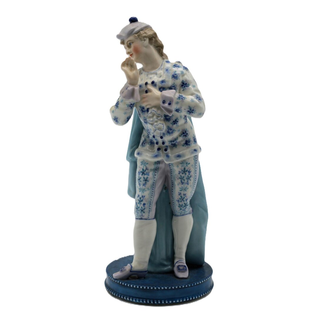 Antique Continental Blue and White Porcelain Gentleman Figure - Etsy