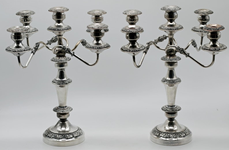 Vintage Goldfeder Silverplate 5 Light Candelabra Pair - Etsy