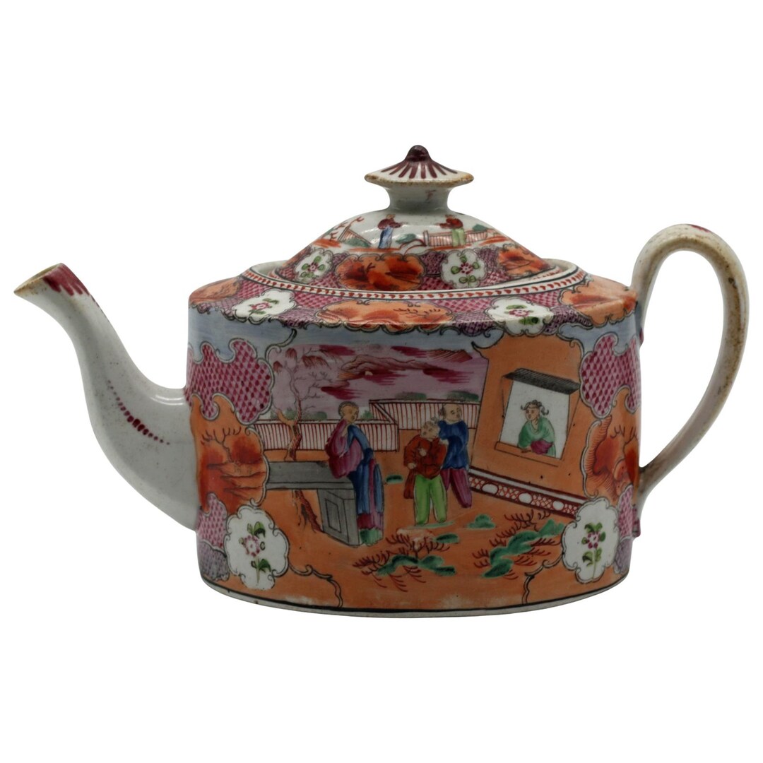 New Hall Porcelain Teapot — “boy in the Window” Pattern No. 425, C ...