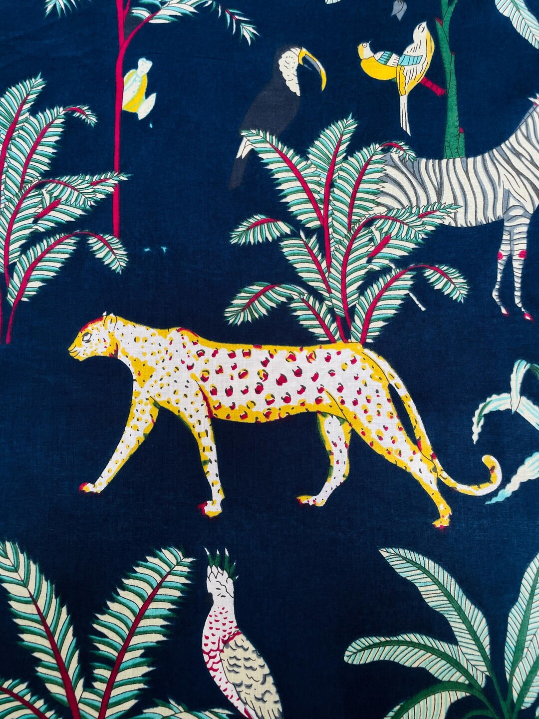 Jungle Animals Print Cotton Fabric: Handmade Sewing Material - Etsy