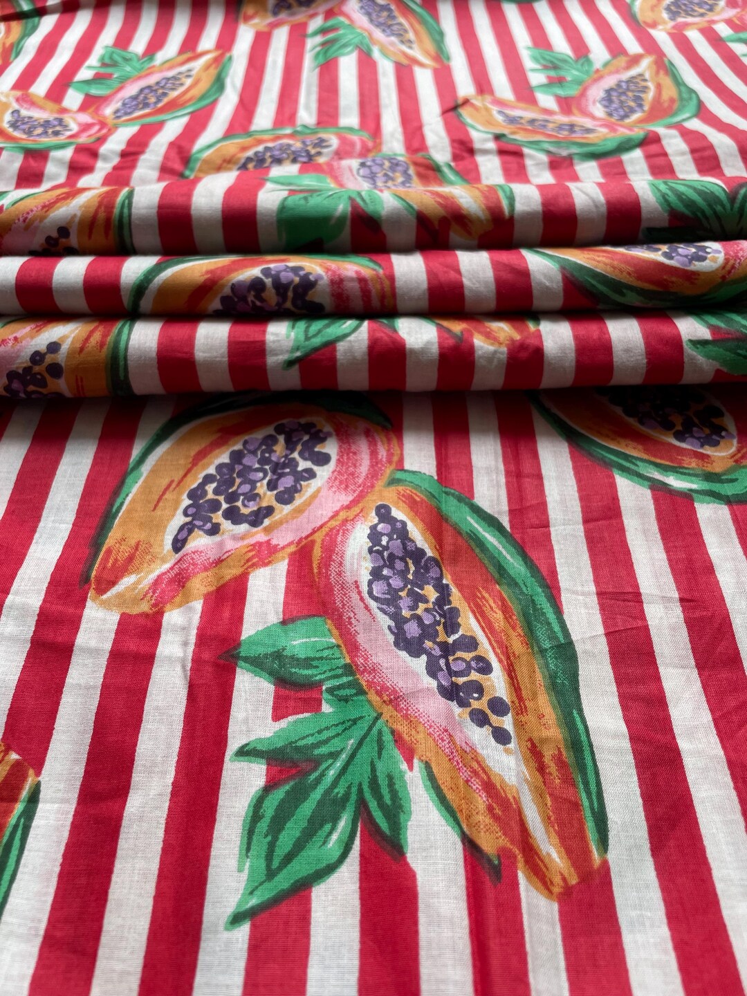 Tropical Fruit Print Cotton Fabric: Indian Block Print, Quilted ...