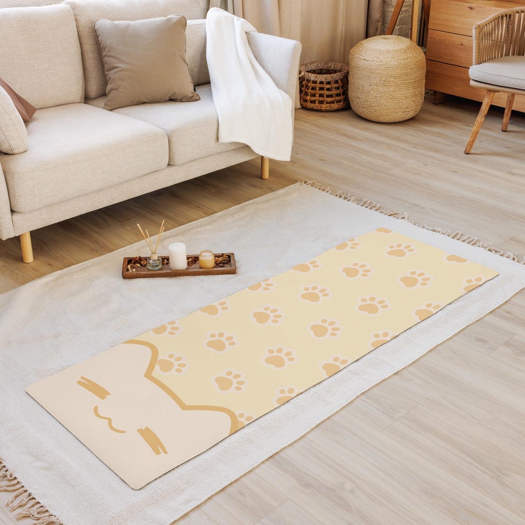 Kawaii Cat Yoga Mat Yuzu Yellow - Etsy