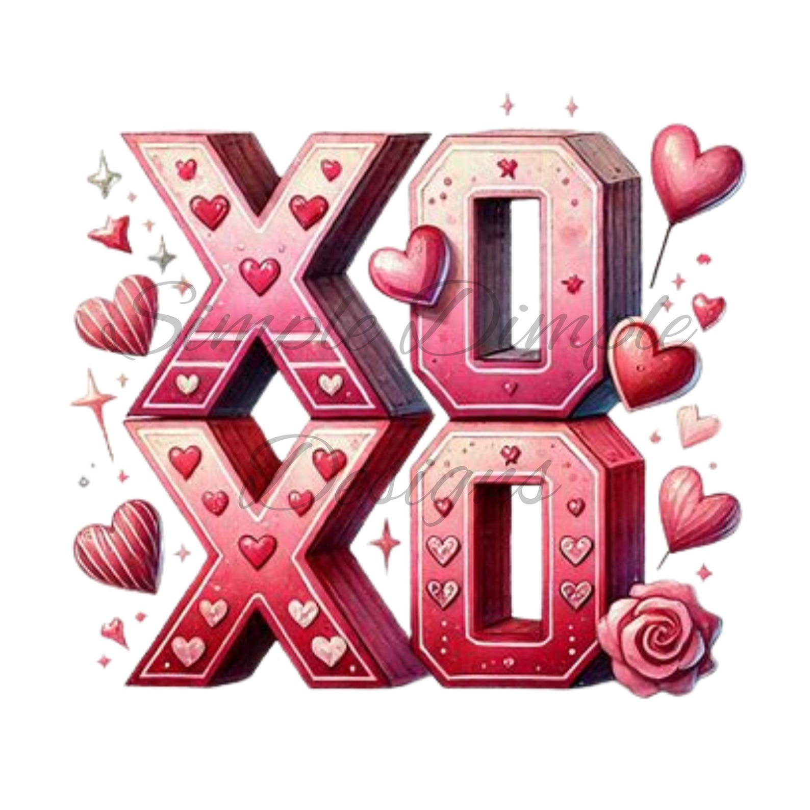 XOXO Valentine's Day Digital Design - Heart and Love Theme PNG File - Etsy