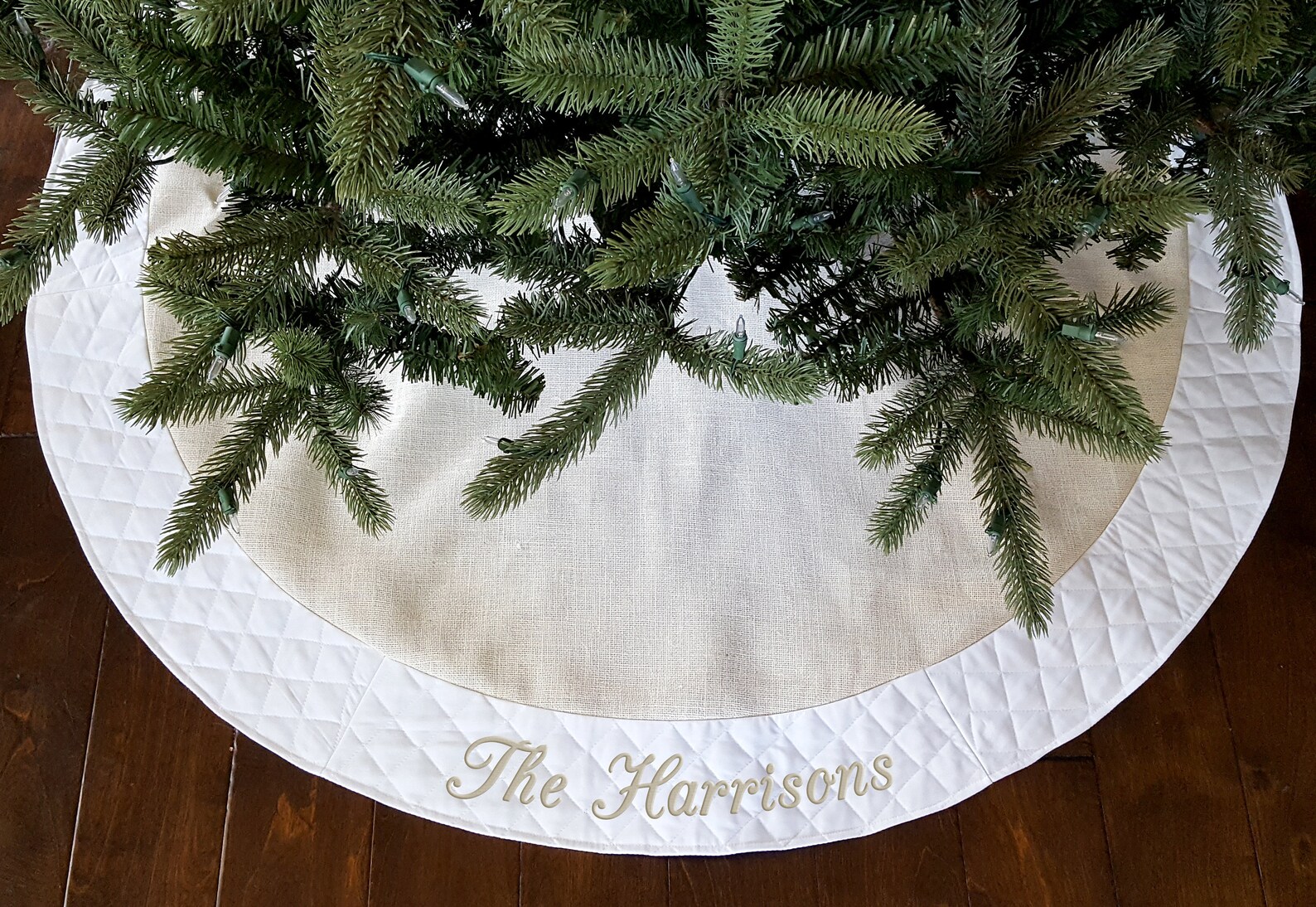 Personalized Christmas Tree Skirt. 54" White/ivory Burlap Christmas ...