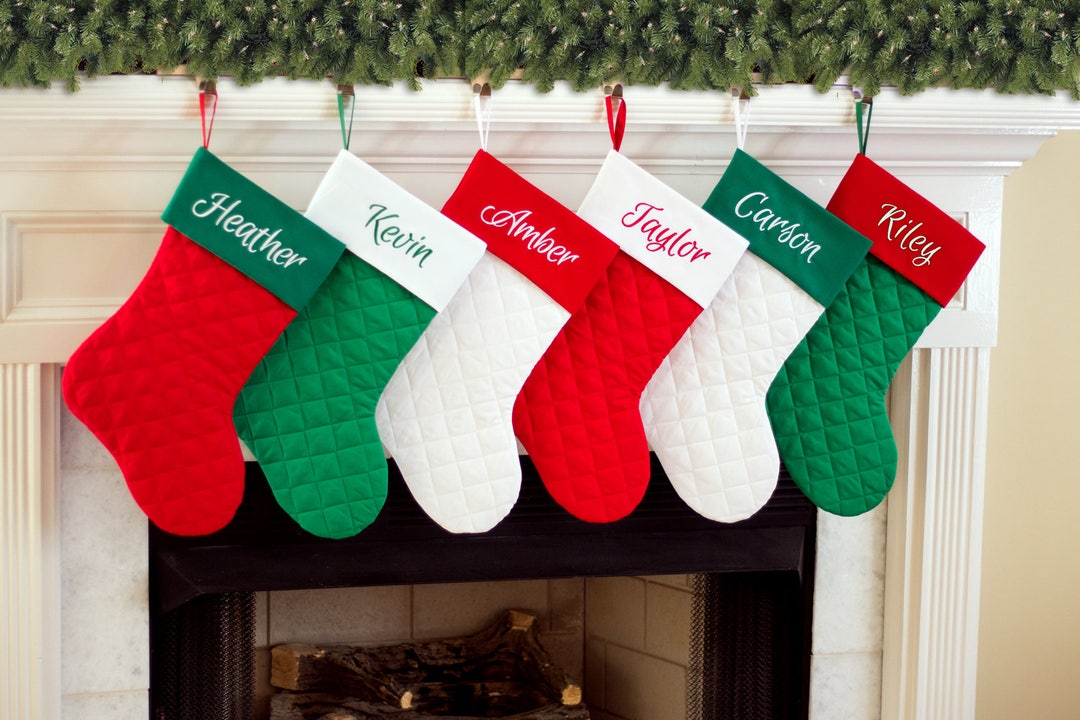 Christmas Stocking Personalized With Name or Blank. Red, Holly ...