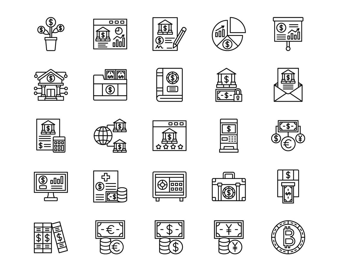 50 Banking and Finance Icons ( Svg, Png, Eps, Jpg ) - Etsy