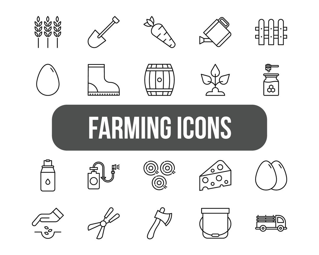 50 Farming Icons – Agriculture, Crops & Rural Life Icon Set - Etsy