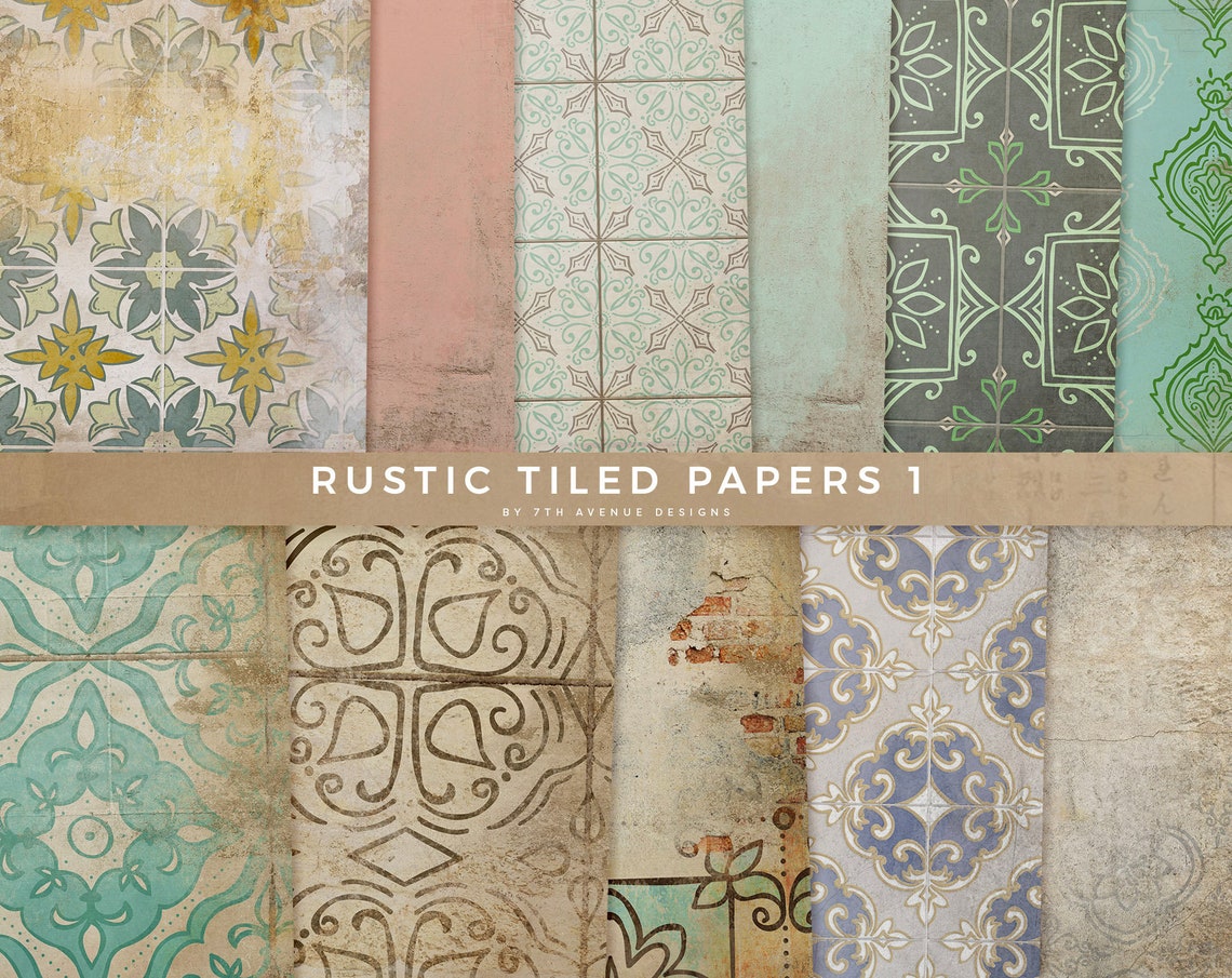 Rustic Tiled Papers 1 - Etsy