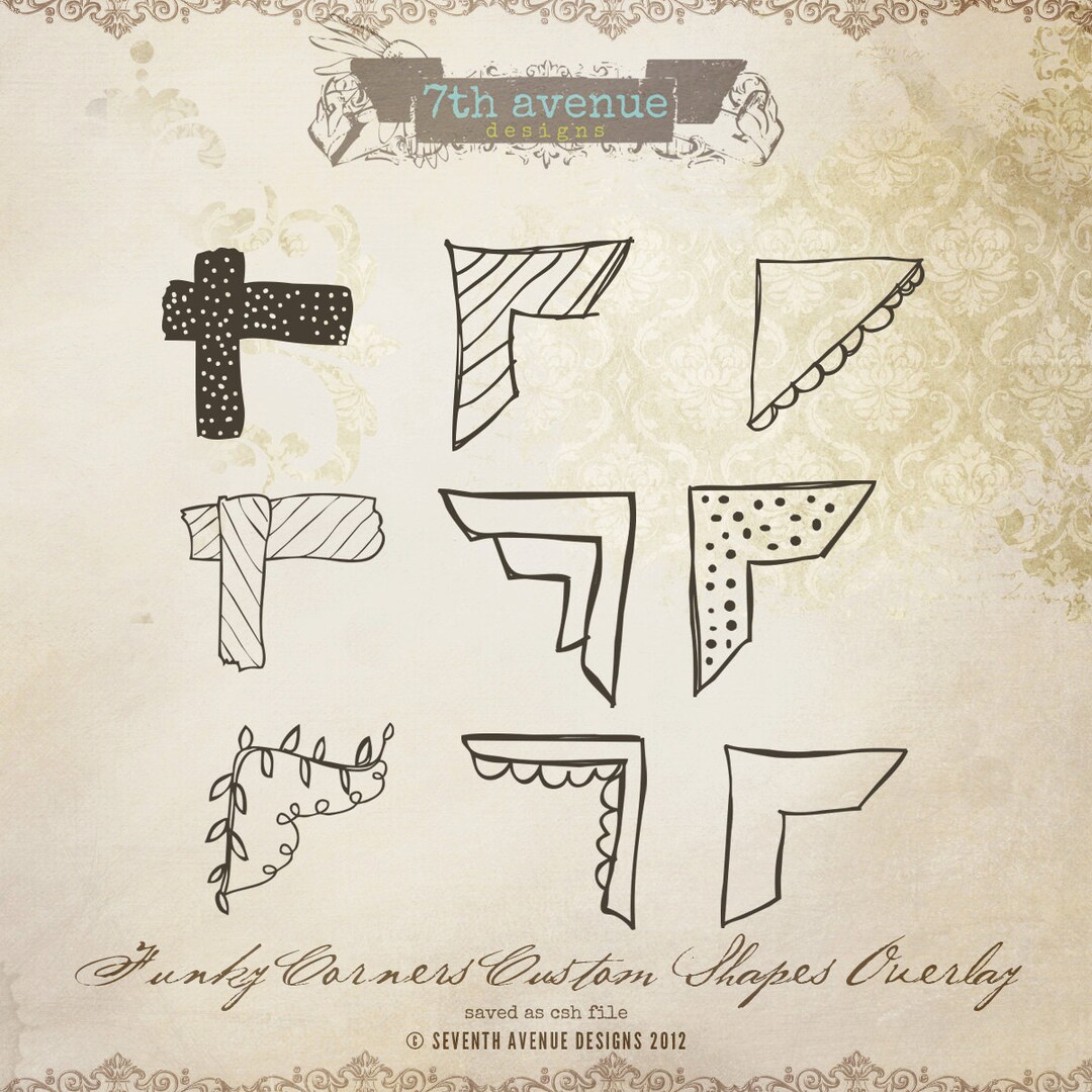INSTANT DOWNLOAD Fun Corners Custom Shapes Overlays - Etsy