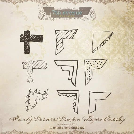 INSTANT DOWNLOAD Fun Corners Custom Shapes Overlays | Etsy