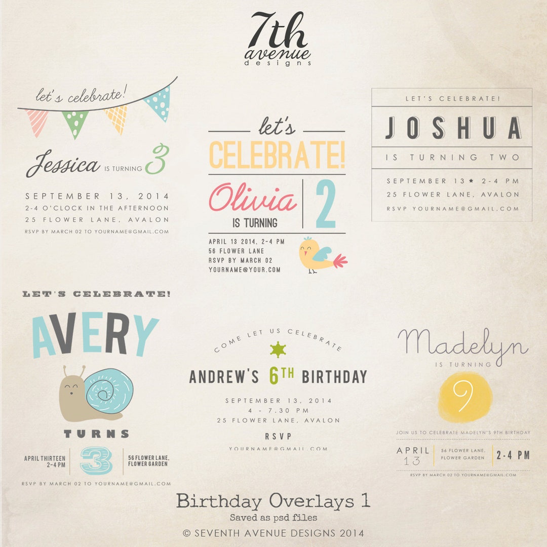 INSTANT DOWNLOAD - Birthday Words Overlays Vol.1 - Etsy