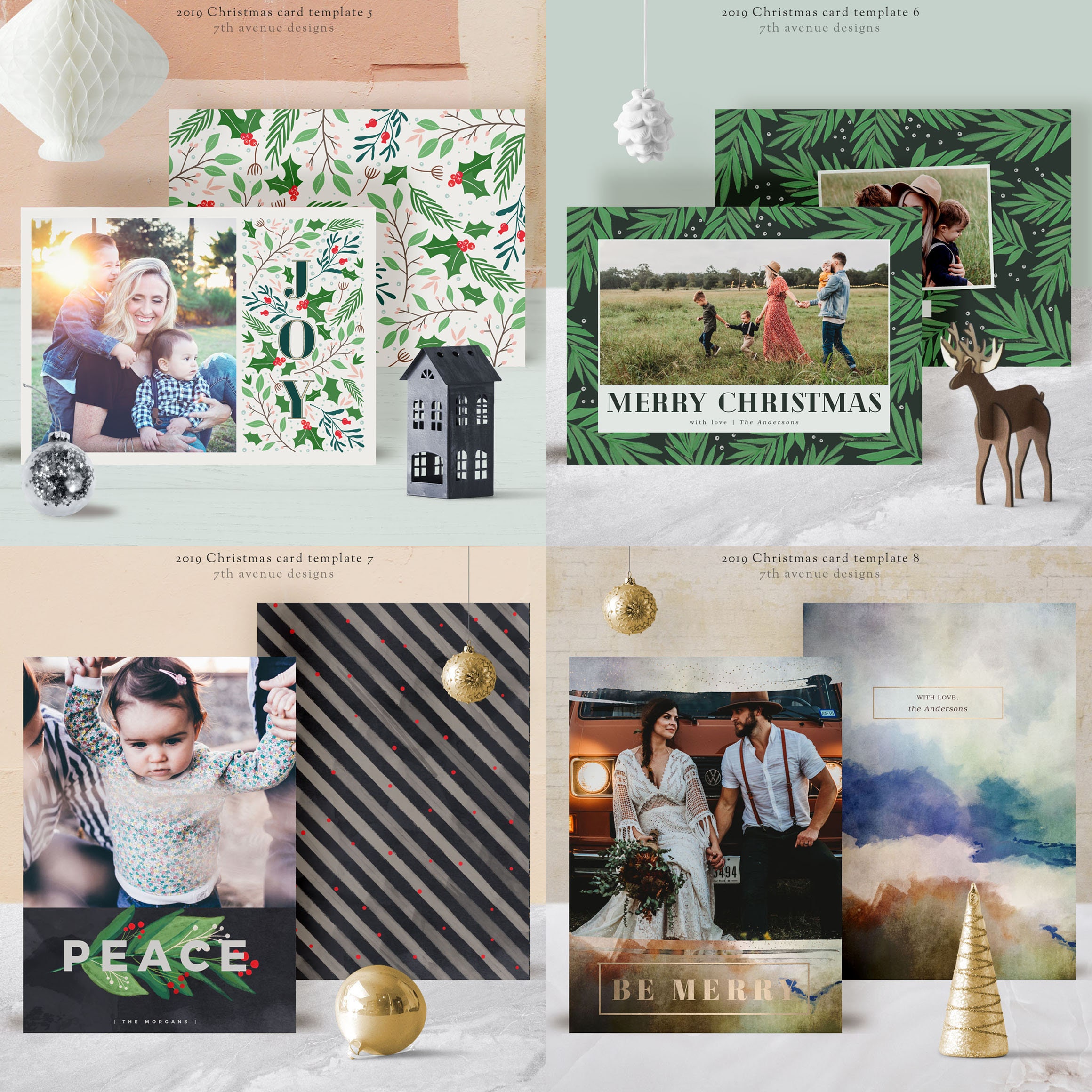 2019 Christmas Cards Templates Bundle - Etsy