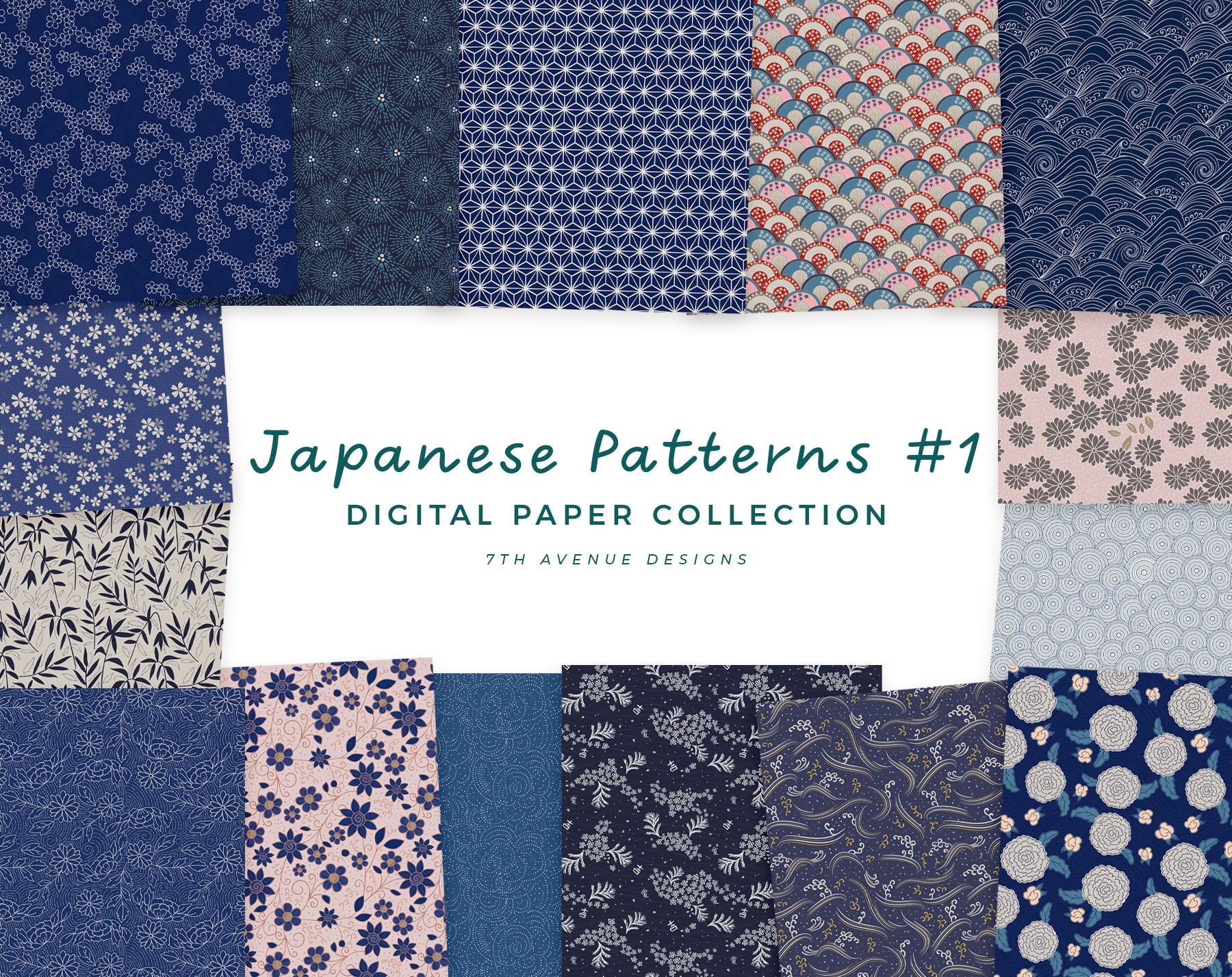 Japanese Patterns #1 Digital Papers Collection - Etsy