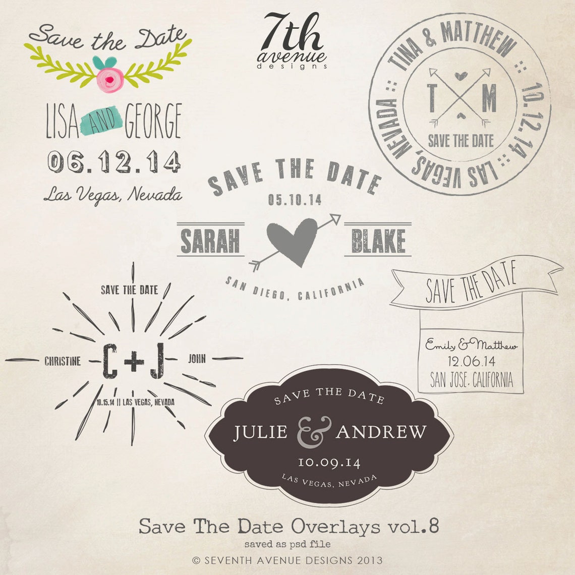 INSTANT DOWNLOAD Save the Date Words Overlays Vol.8 - Etsy