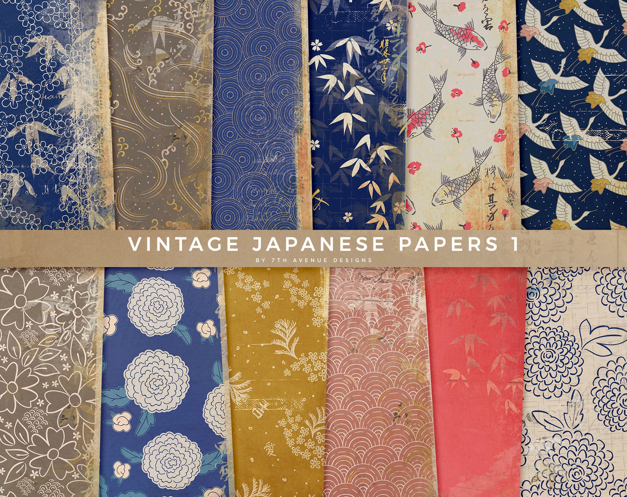 Vintage Japanese 1 Digital Papers - Etsy