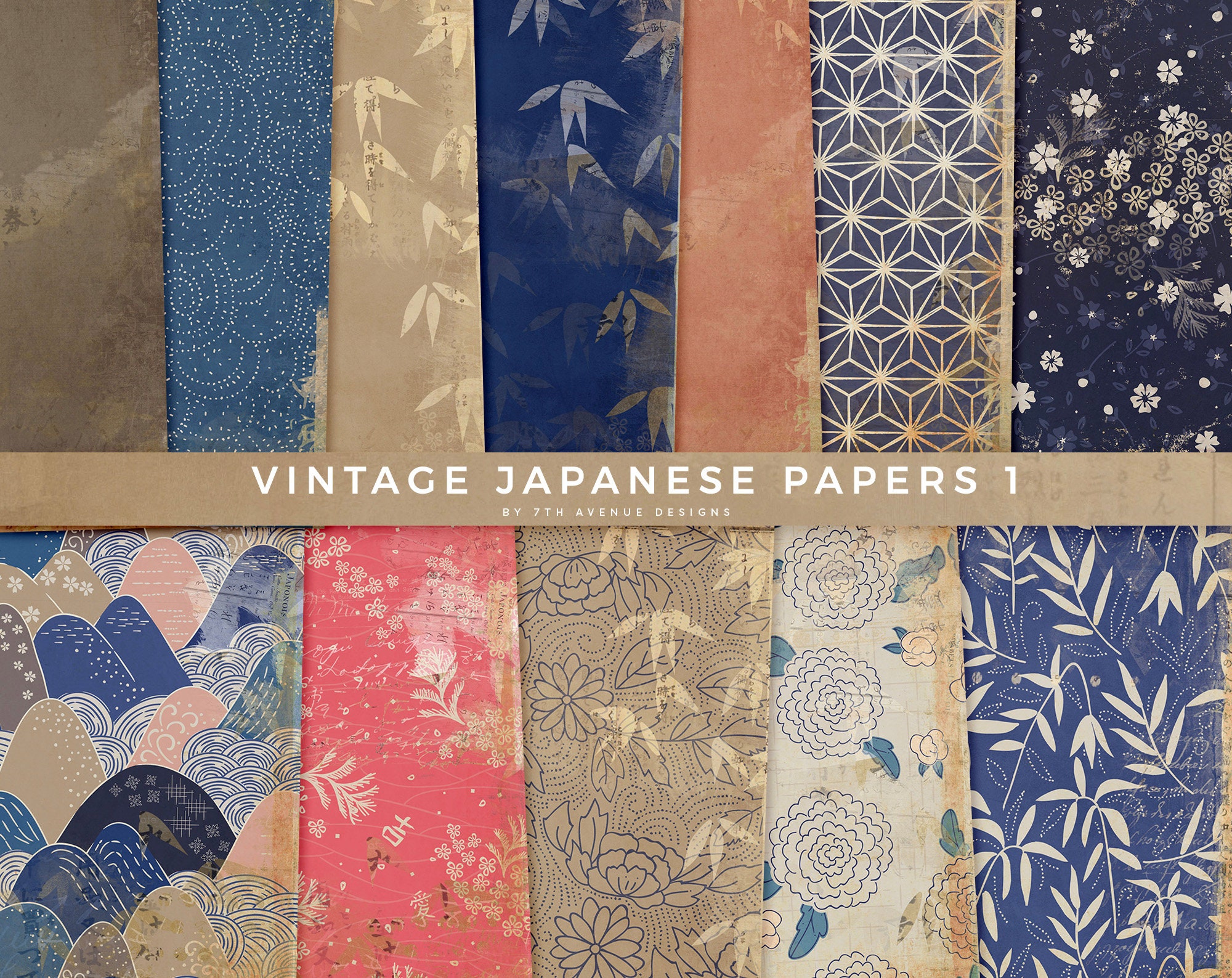 Vintage Japanese 1 Digital Papers - Etsy